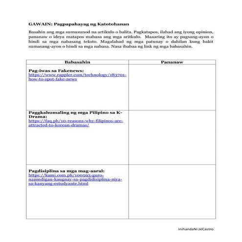 Pagpapahayag ng katotohanan | PDF