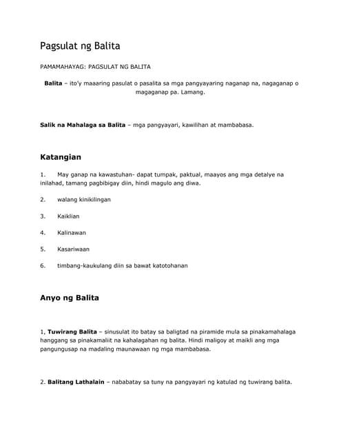 Mga Basikong Format | PPT