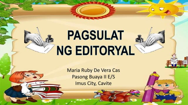 Pagsulat ng Pangulong-tudling (Editorial) | PPTX