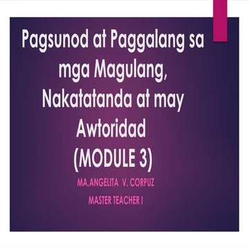 Pagsunod at paggalang sa mga magulang, nakatatanda | PPTX