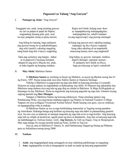 Pagsusuri sa Pag-Ibig sa Tinubuang Lupa | DOCX