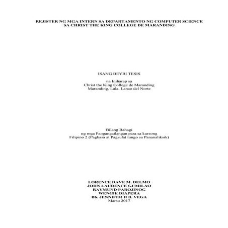 Beybi Tesis in Filipino part 1 | PDF