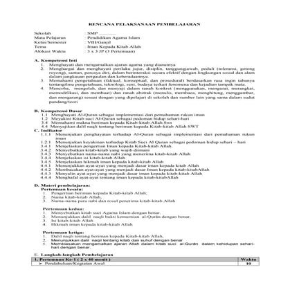 RPP Pendidikan Agama Islam & Budi Pekerti (PAI&BP) SMP Kelas VIII | PDF