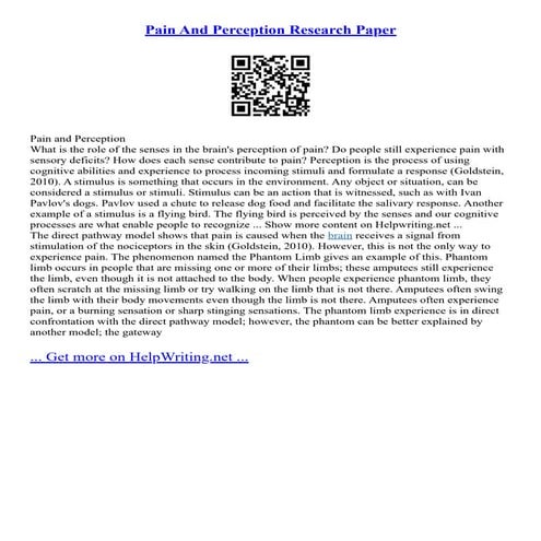 Pain And Perception Research Paper | PDF