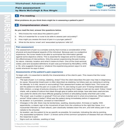 Pain management reading activity | PDF