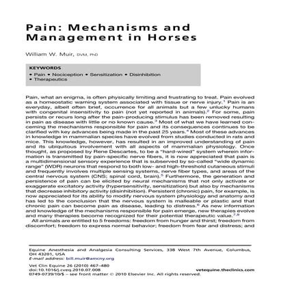 Pain mechanisms and management in the horse | PDF