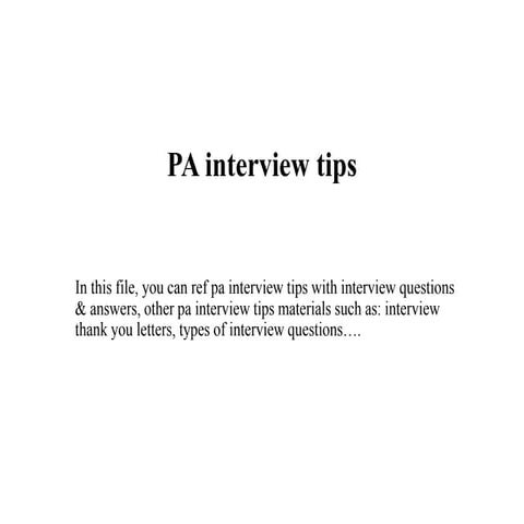 Pa interview tips | PPT