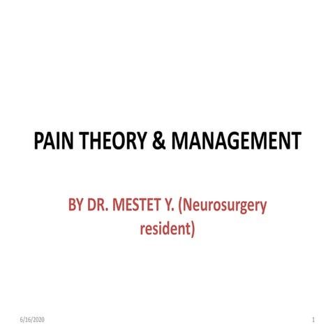 Pain theory & management | PPT