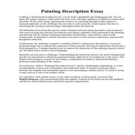 Painting Description Essay. Sample descriptive essay painting | PDF ...