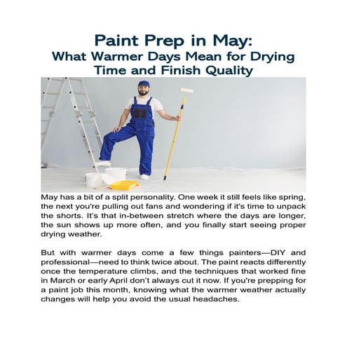 Paint Prep in May-What Warmer Days Mean for Drying Time and Finish ...