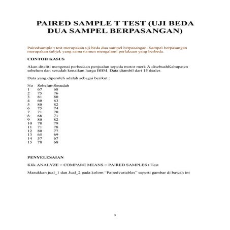Paired sample t test | PDF