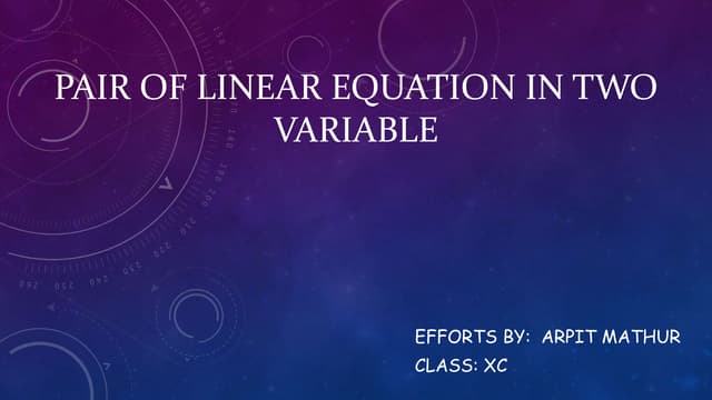 Pair Of Linear Equation In Two Variable Ppt