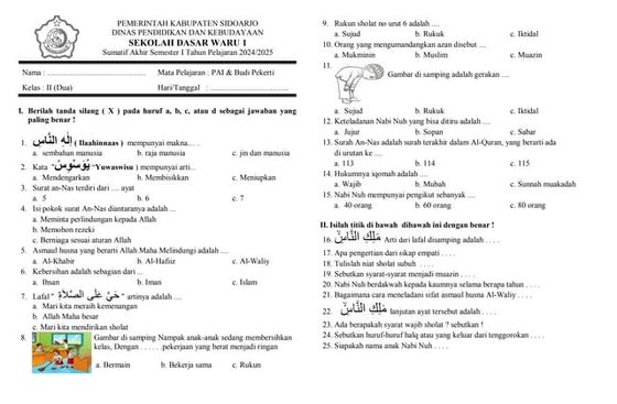 Uts pai kelas ii sd | PDF
