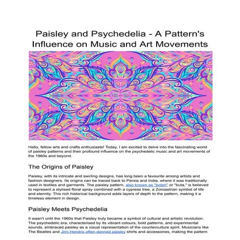 Paisley and Psychedelia - A Pattern's Influence on Music and Art ...