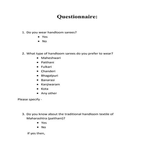 Paithani questionnaire | DOCX