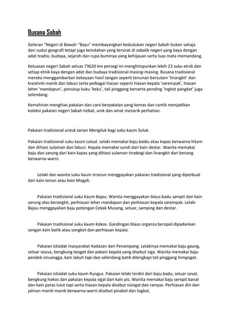 (TITAS) KAJAIAN PAKAIN TRADISIONAL DUSUN LOTUD, TAMPARULI, SABAH | PPT