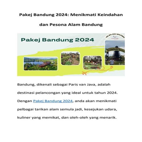 Pakej Bandung 2024: Menikmati Keindahan dan Pesona Alam Bandung | PDF