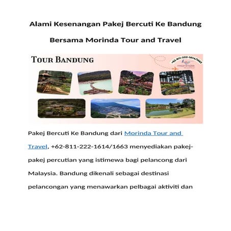 Alami Kesenangan Pakej Bercuti Ke Bandung Bersama Morinda Tour and ...