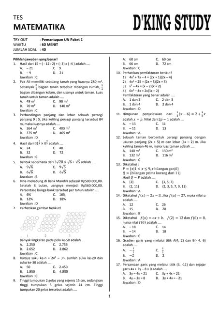 SOAL UAS GANJIL MATEMATIKA SMP KELAS VII 2015/2016 | DOCX