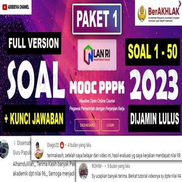 PAKET 1 SOAL MOOC PPPK 2023 TERBARU SEKALI | PDF
