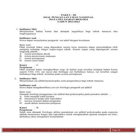Paket 3 soal ipa biologi . | PDF