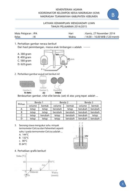 Kumpulan soal-soal Konsep Zat dan Wujudnya UN IPA SMP Kelas 9 Nurul Faela Shufa | PDF