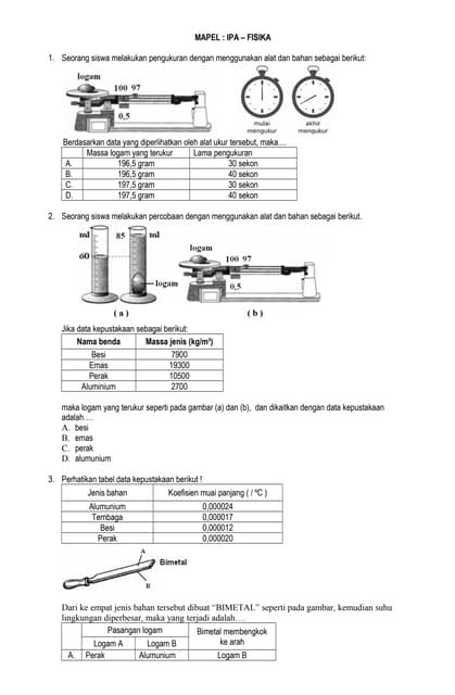 Soal latihan UN fisika smp | PDF