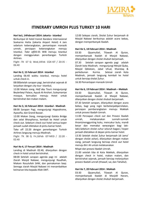 Itinerary Umrah Plus Turki NAA Wisata 29 Mei 2015 | PPT