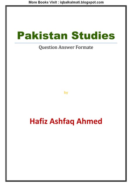 Pakistan studies for class 9th Notes | DOCX