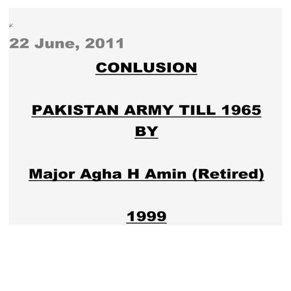 Conclusion -History of Pakistan Army -Volume 3 Pakistan Army Military ...