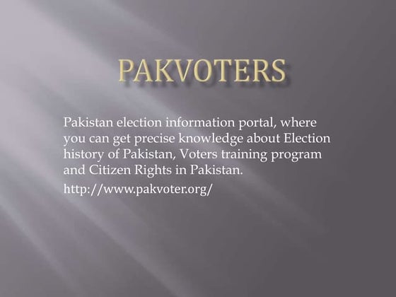 Chair Pakistan Elections | PPT