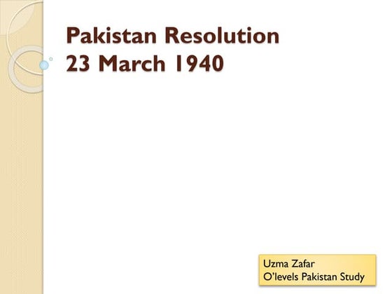 Resolution of pakistan | PPTX