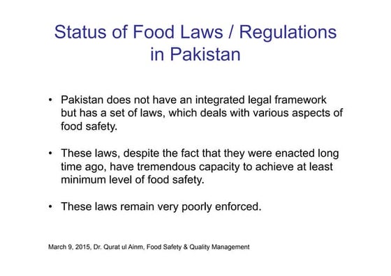 FOOD REGULATORY AUTHORITIES IN PAKISTAN | DOCX
