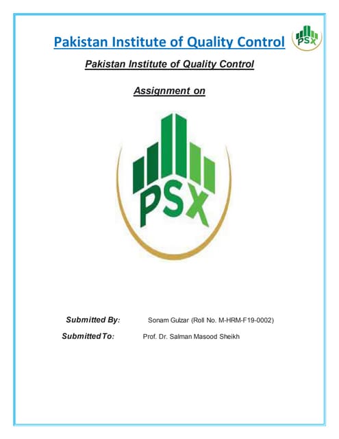 Pakistan Stock Exchange (PSX) | PPTX
