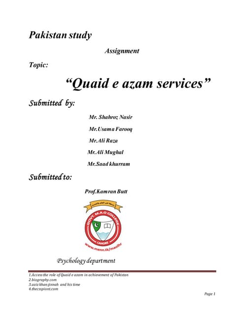 ROLE OF QUAID-E- AZAM IN PAKISTAN MOVEMENT.pptx | Hinduism | Religion ...