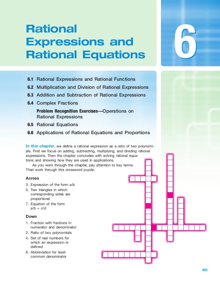 Rational Expressions And Rational Equations Rational Expressions And Rational Equations