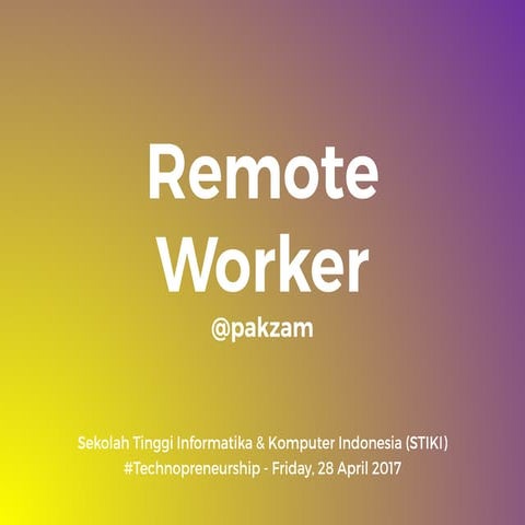 Remote Worker | PDF | Remote Working | Careers
