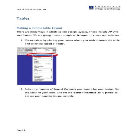 Tables | DOCX | Computing | Technology & Computing