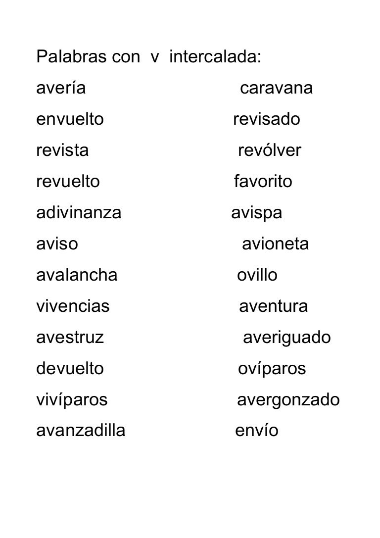 Palabras con v - Imagui