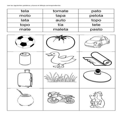 Palabras Con La Letra T Para Niños