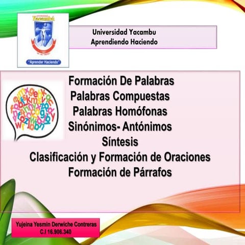 palabras compuestas, sinonimos, antonimos, oraciones | PPTX