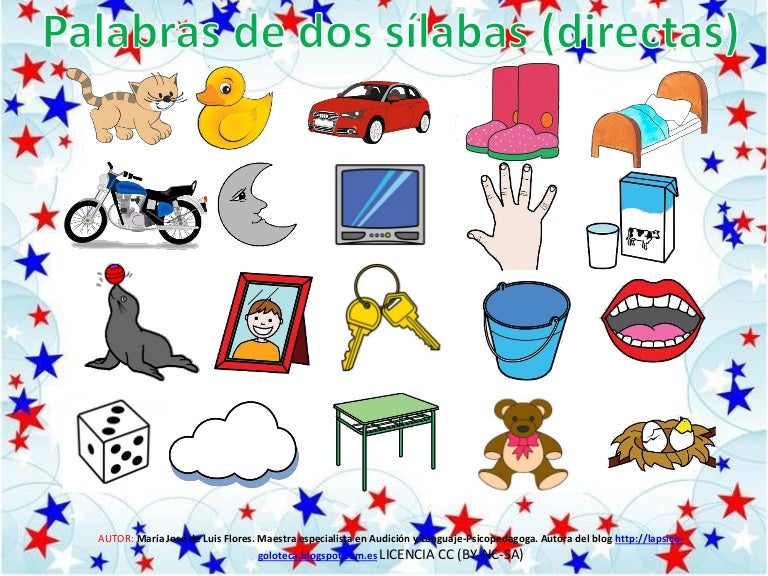 Palabras sencillas dos sílabas