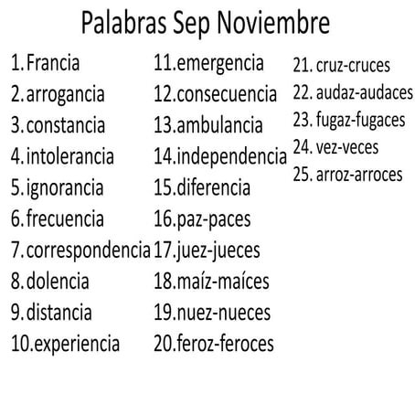 Palabras sep noviembre | PPTX