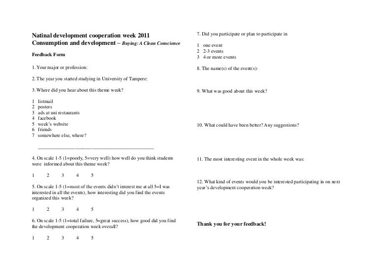 Palautelomake malli eng