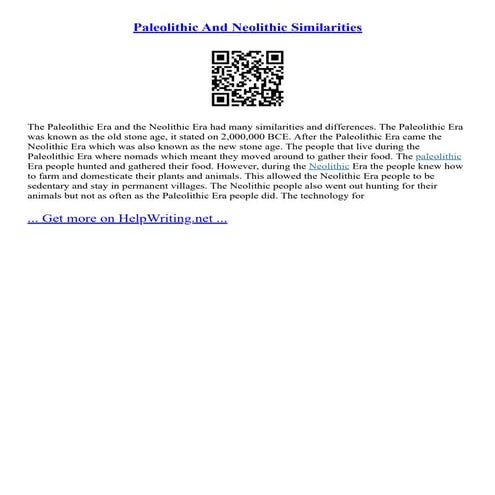 Paleolithic And Neolithic Similarities | PDF
