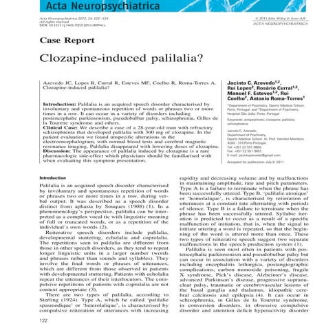 Palilalia induzida por clozapina | PDF