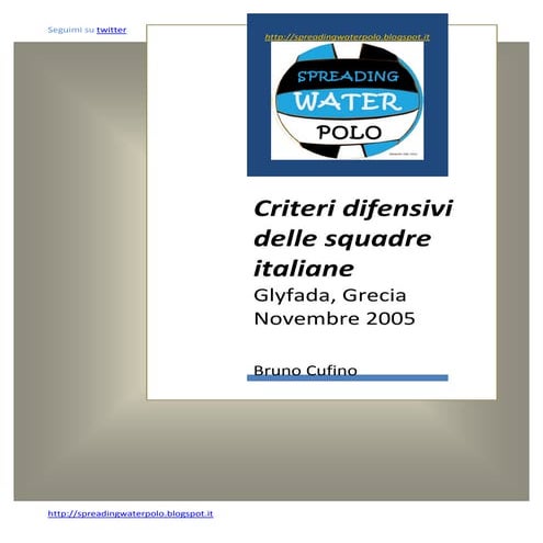 Pallanuoto criteri difensivi delle squadre italiane | PDF