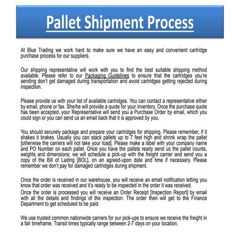 Pallet shipment process pdf:2 | PDF