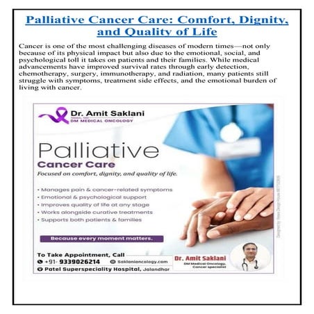 Palliative Cancer Care: Comfort, Dignity, and Quality of Life | PDF