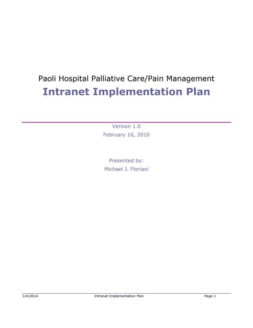 Palliative Care Intranet project plan | PDF
